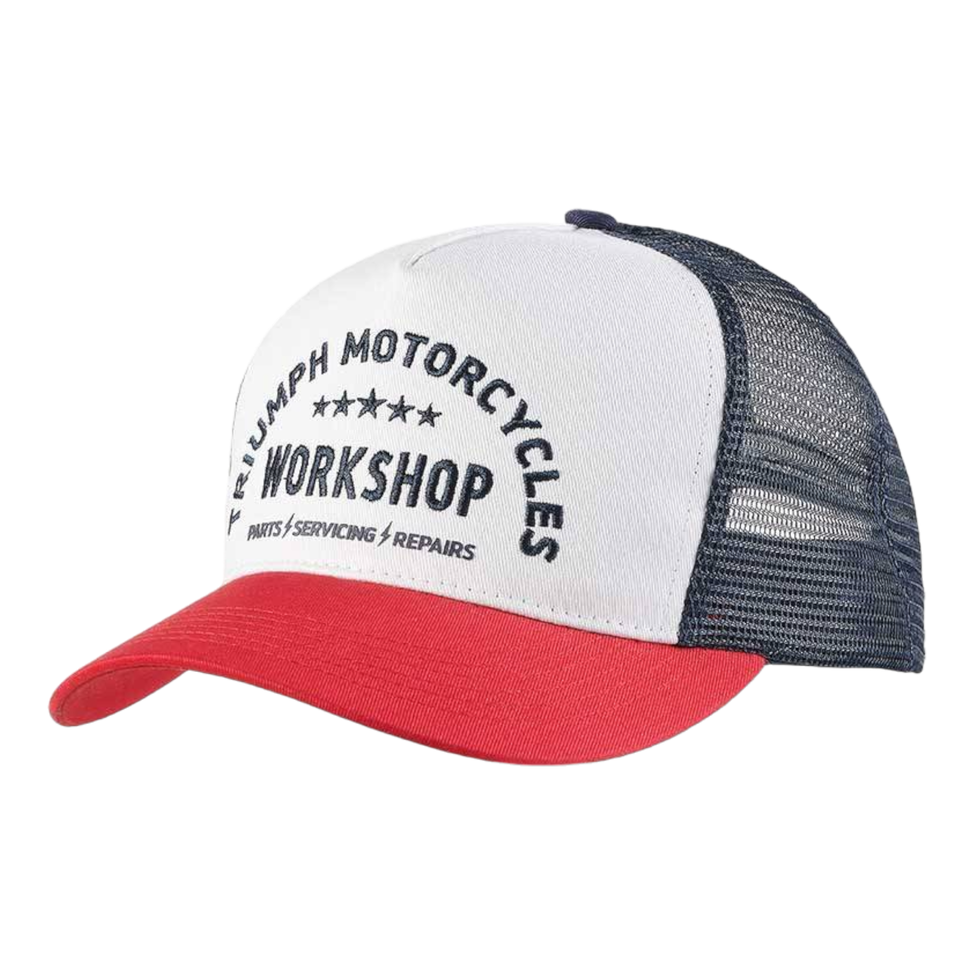 Triumph Workshop Trucker Cap in Bone and Red – LIND
