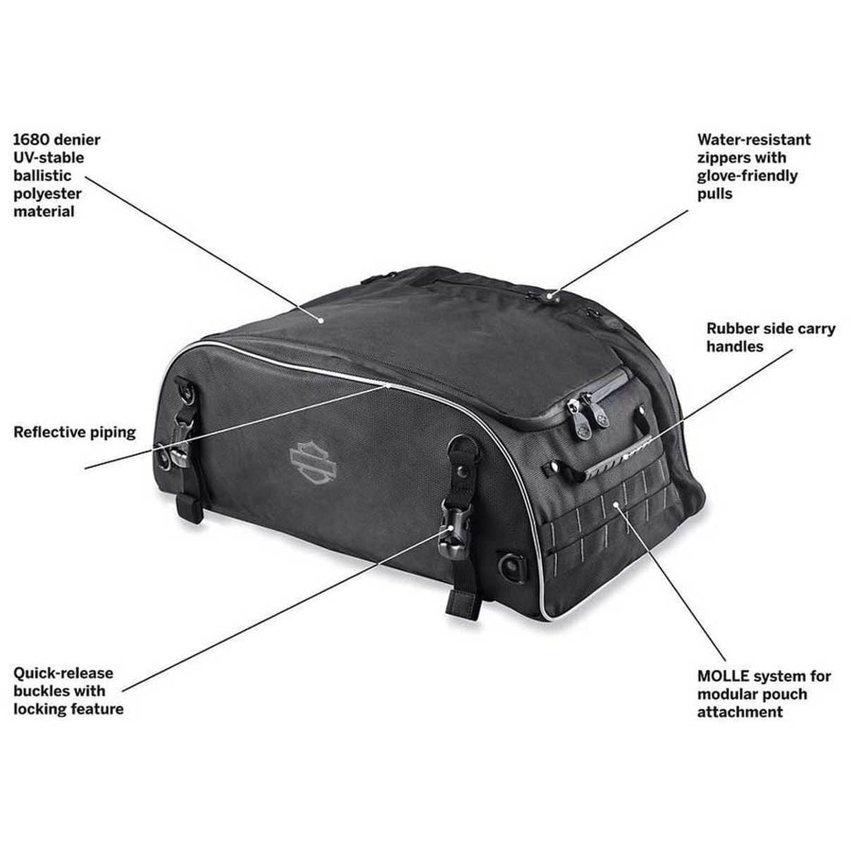 Harley-Davidson® Onyx Premium Luggage Collapsible Tour-Pak Rack Bag – LIND